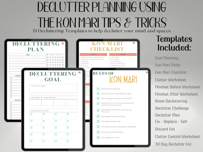 Printable Cleaning & Declutter Planner: Konmari Checklist (30-page) - Etsy