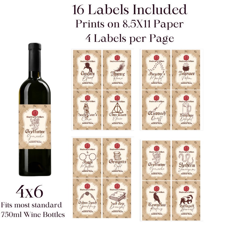 Wizard Themed Apothecary Labels, Potion Labels, Halloween Wine Labels ...