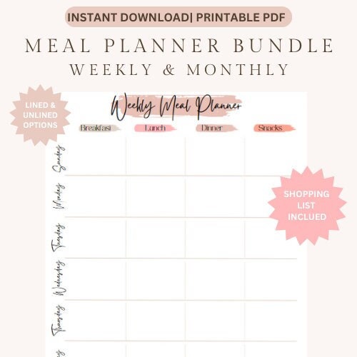Editable Meal Planner Template Meal Planner Printable Weekly - Etsy