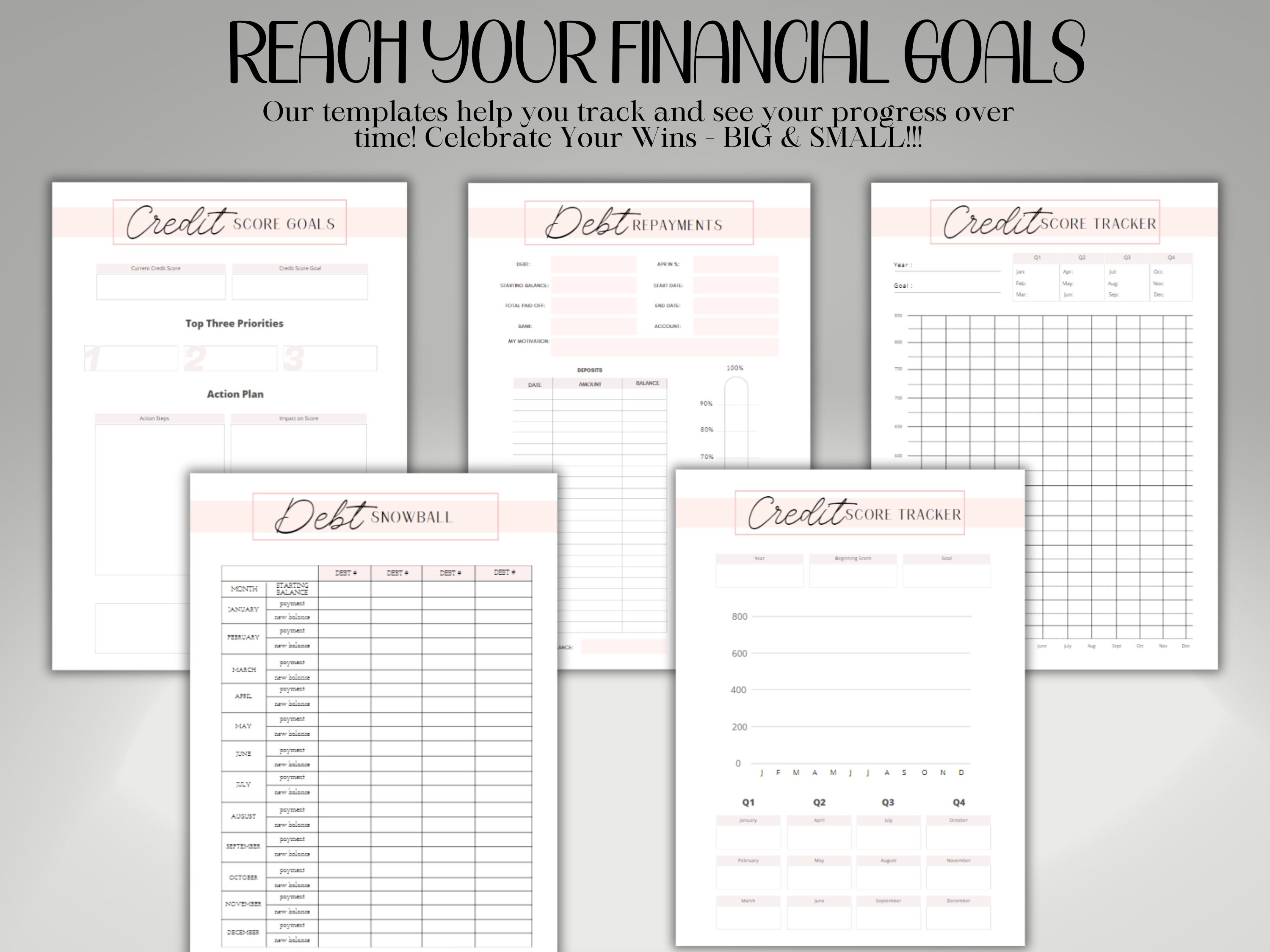 Debt & Credit Tracker Bundle: Printable Finance Planner (canva Editable ...