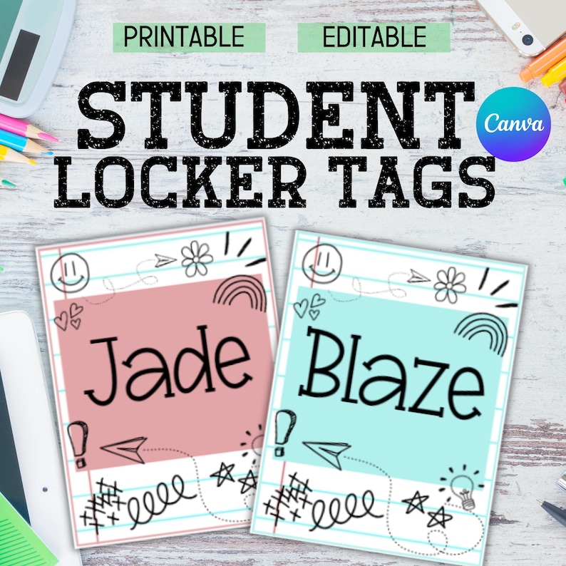 Editable Student Locker Tags & Name Tags for Classroom - Customizable ...