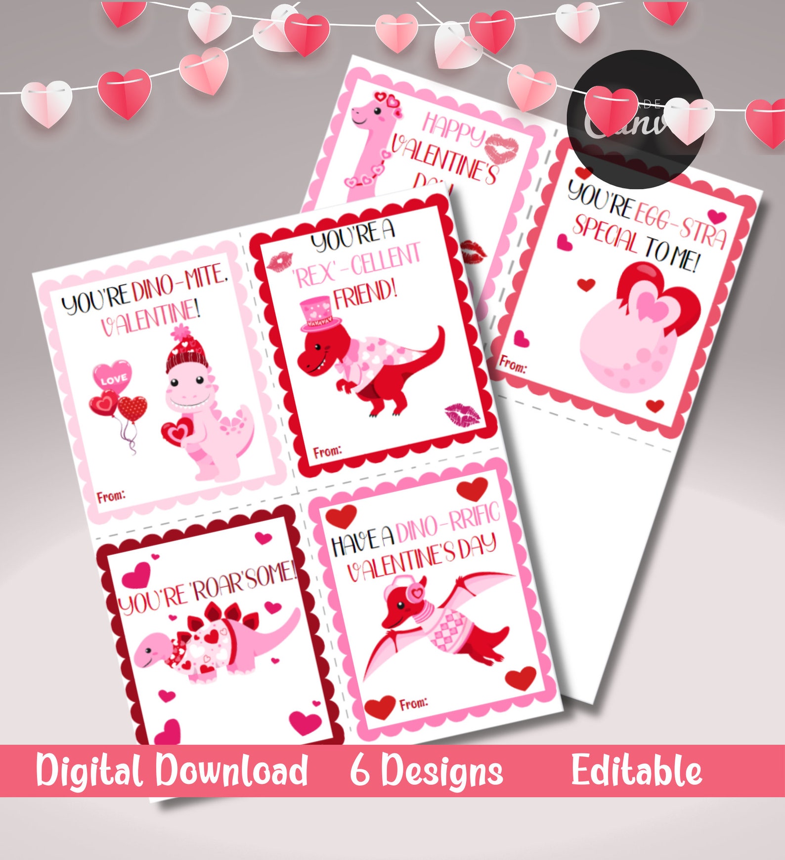Editable Dinosaur Valentine, Dinosaur Valentine Card, Dinosaur ...