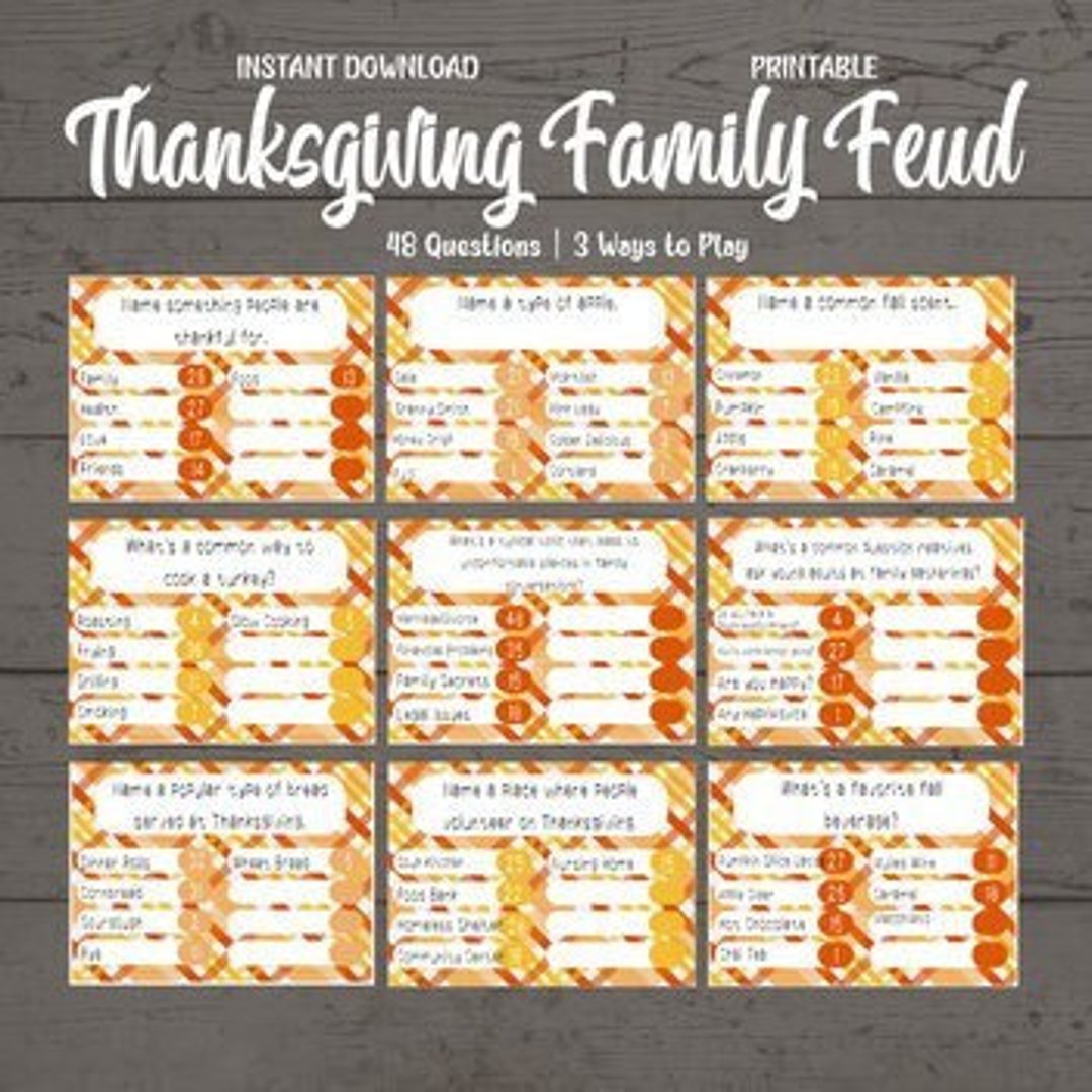 PRINTABLE Thanksgiving Friendly Feud Game | Printable Games ...