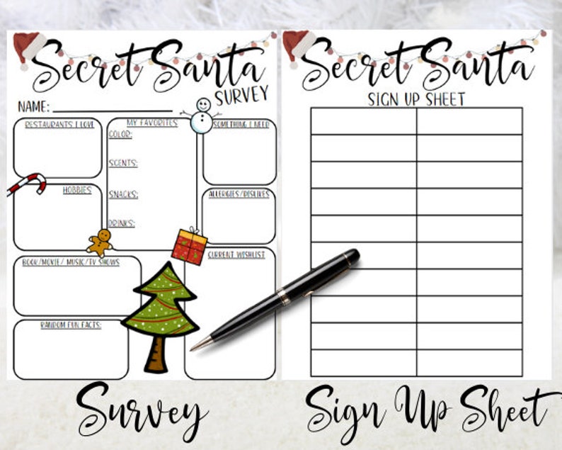 Secret Santa Questionnaire, Secret Santa Gift Exchange, Secret Santa ...