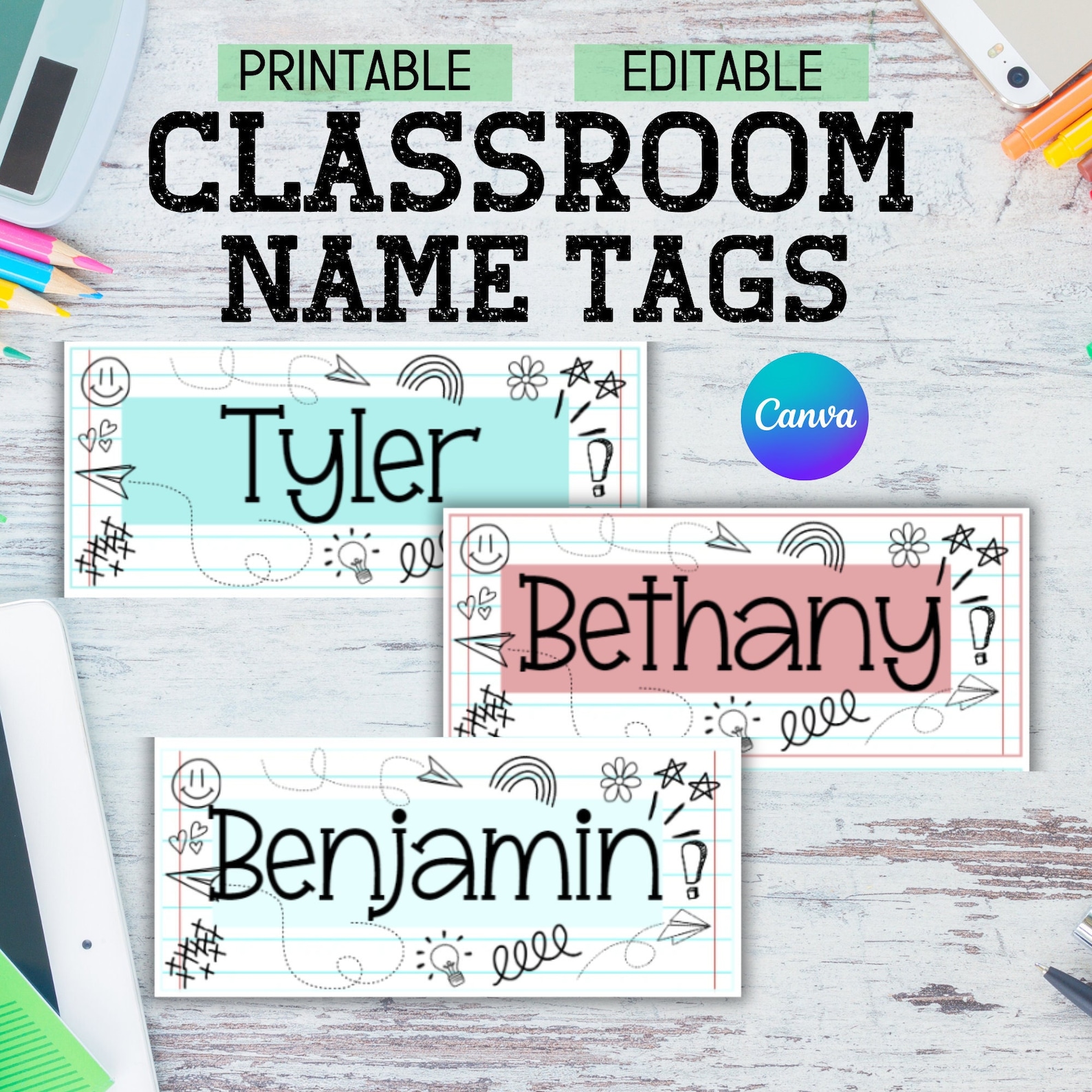 Editable Classroom Name Tags Template, Student Name Tags, Classroom ...