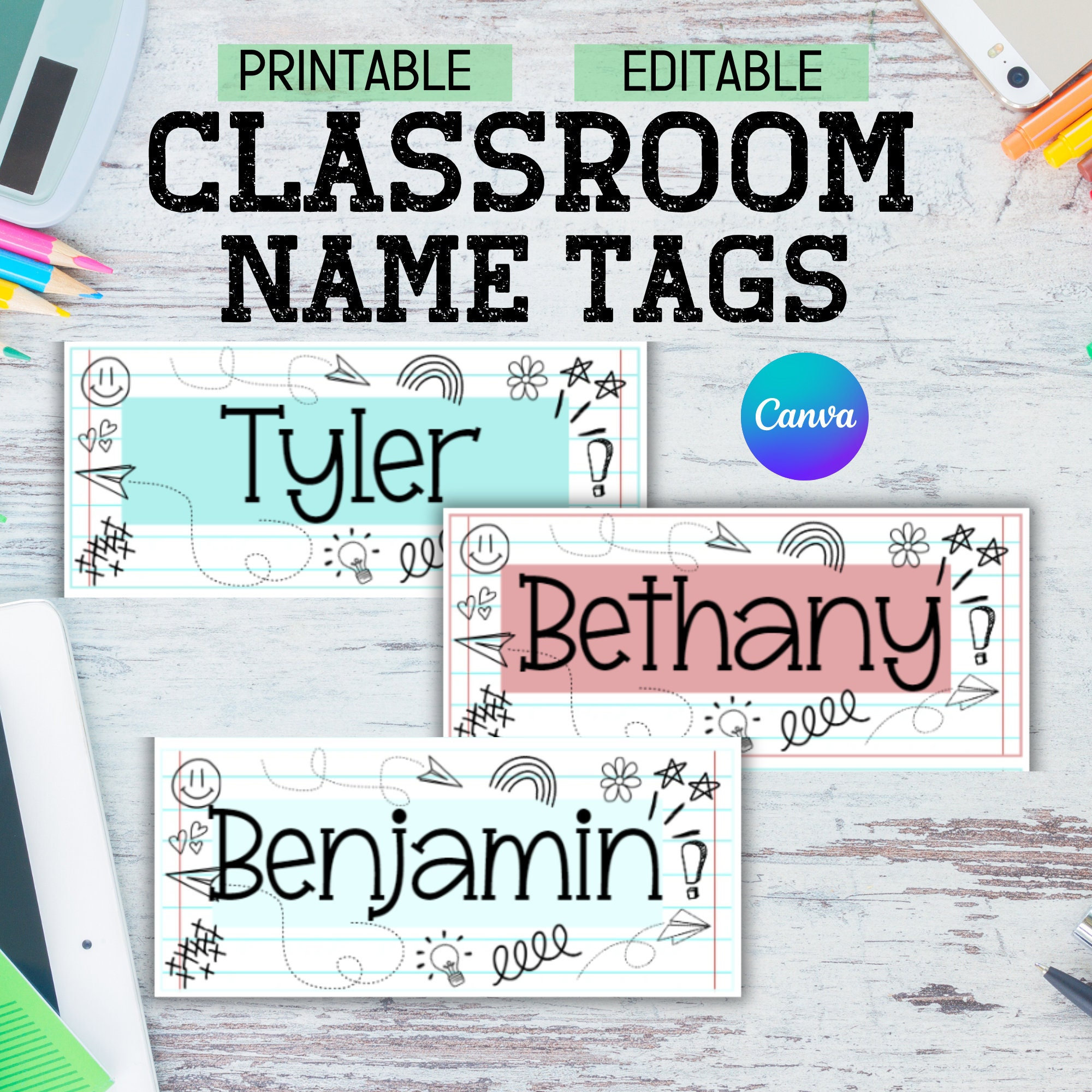 Editable Classroom Name Tags Template, Student Name Tags, Classroom ...