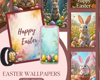 Easter Digital Wallpaper Bundle – 10 Cute Spring Designs for Phone ...