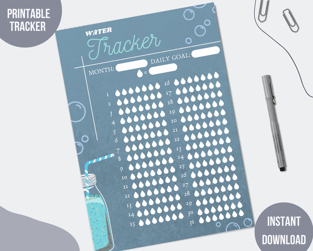 Water Bottle Tracker, Daily Water Intake Tracker, Digital Download ...