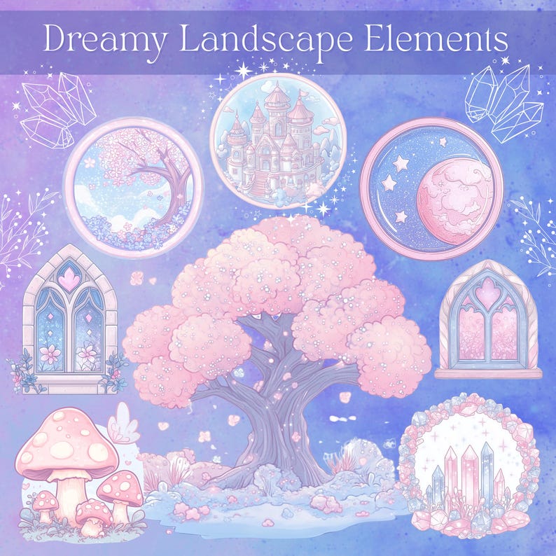Kawaii Mystic Manga Digital Stickers | Cute Dreamy Magic Clipart | Cute ...