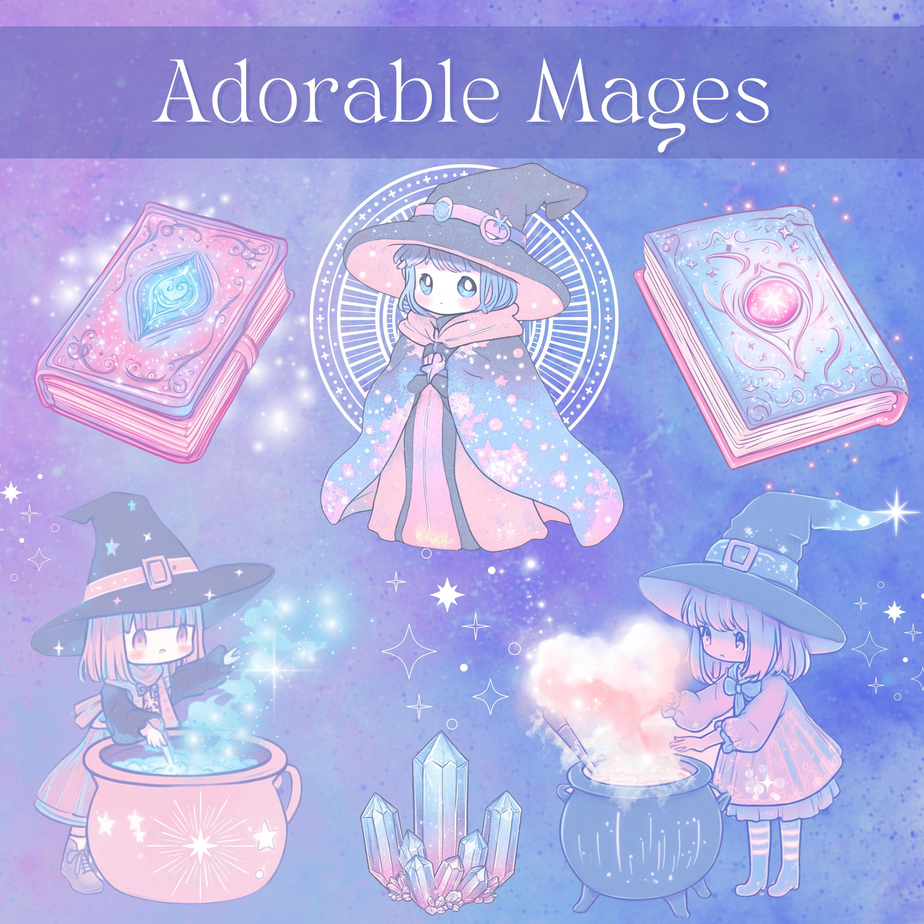 Kawaii Mystic Manga Digital Stickers | Cute Dreamy Magic Clipart | Cute ...