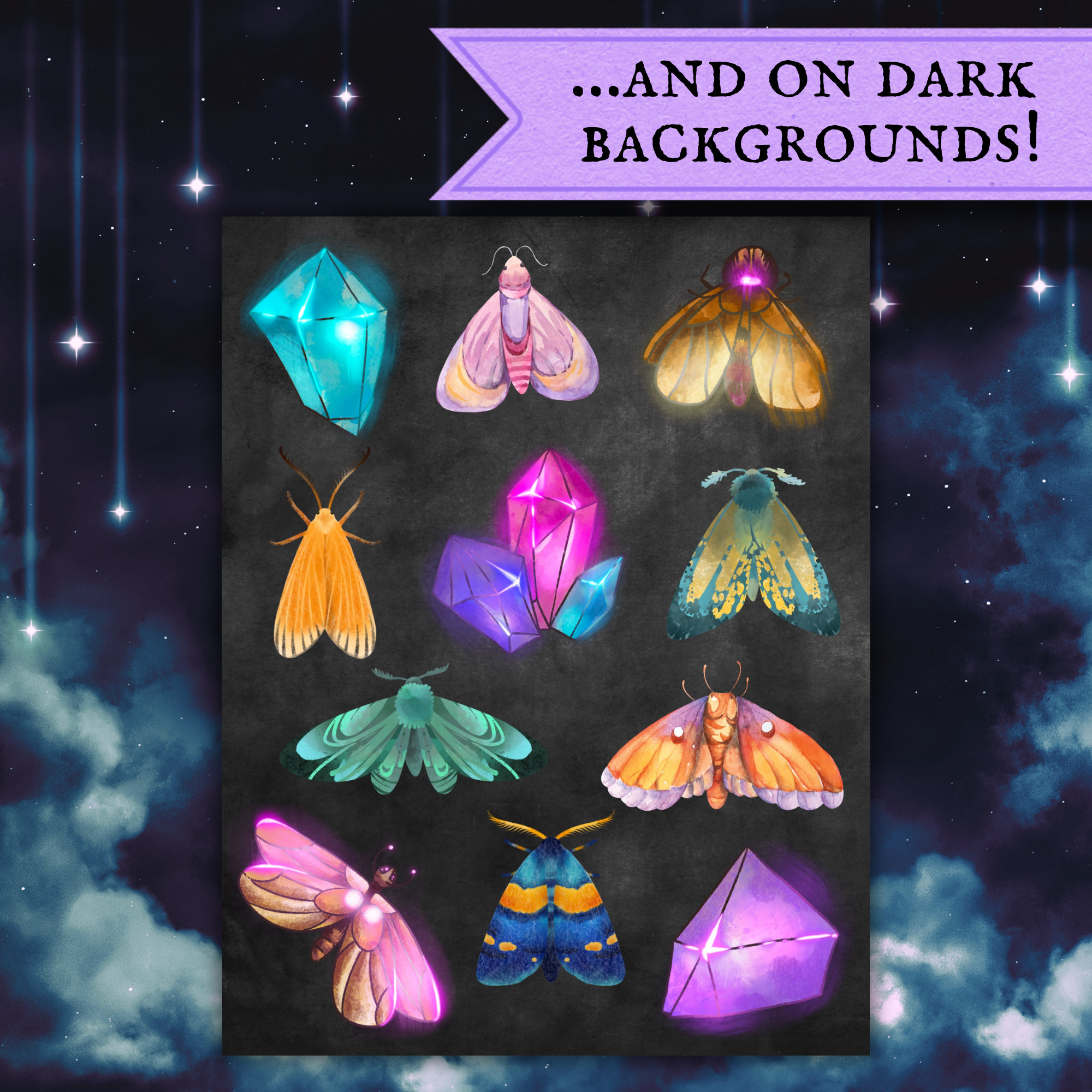 Watercolor Moth Digital Stickers | Moth Clipart | Watercolor Clipart ...