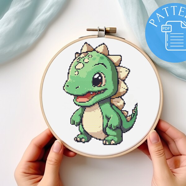 Dinosaur Cross Stitch - Etsy