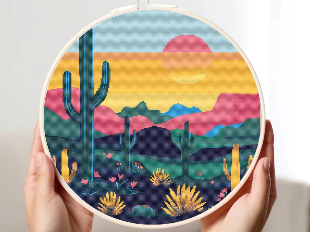 Desert Sunrise Cross Stitch Pattern: Southwest Landscape (PDF Pattern ...