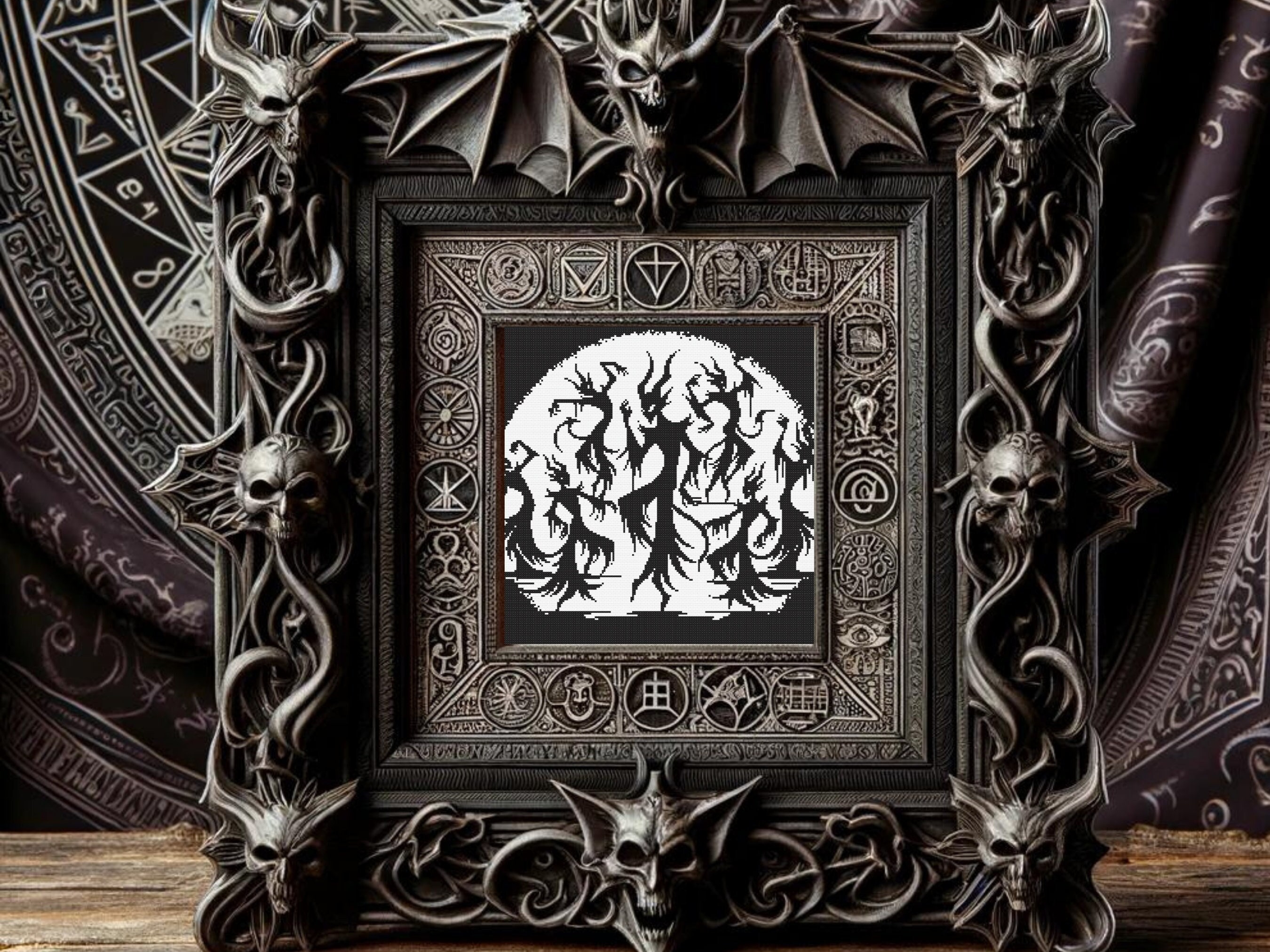 Gothic Dancing Devils Cross Stitch Pattern PDF Dark Fantasy Embroidery ...