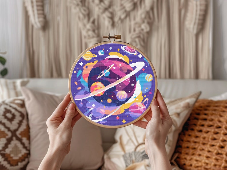Galaxy Cross Stitch Pattern: Modern Cosmos Design (PDF Pattern) - Etsy