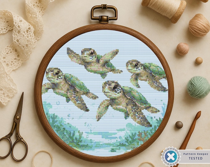 Turtle Gardener Cross Stitch Pattern: Modern Nature Design (PDF) - Etsy ...