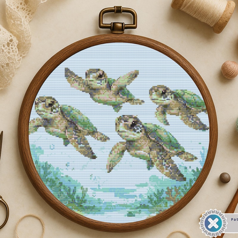 Turtle Cross Stitch - Etsy