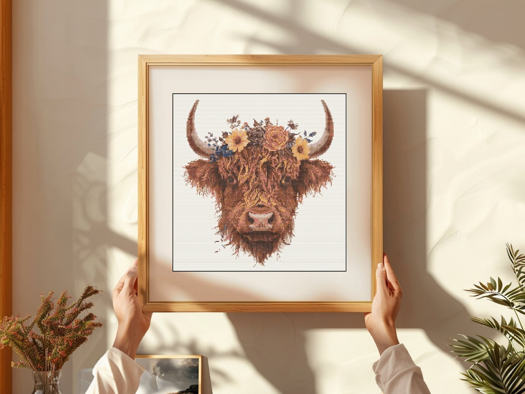 Highland Cow Cross Stitch Pattern PDF | Cow Counted Xstitch Chart ...