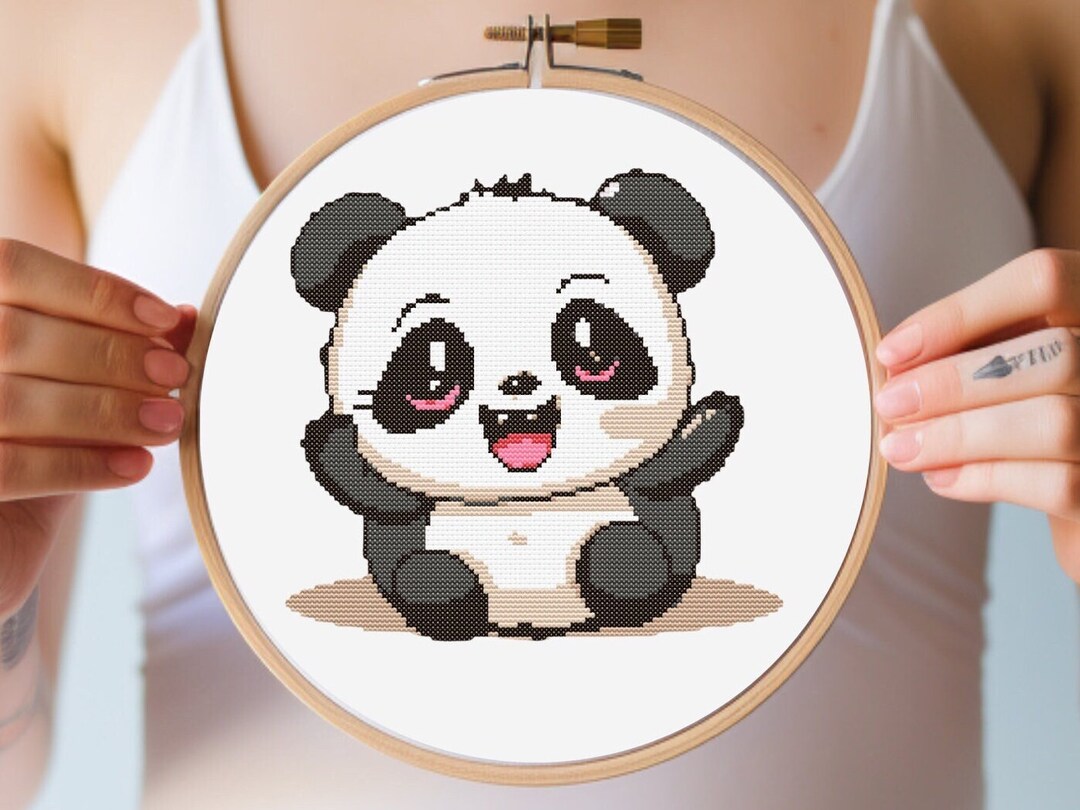 Cute Panda Cross Stitch Pattern | Panda Cross Stitch Chart | Animal ...
