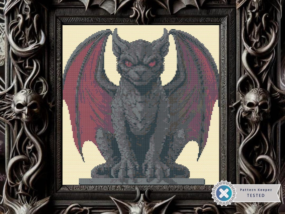 Gargoyle Cross Stitch Pattern: Gothic Medieval Design (PDF) - Etsy