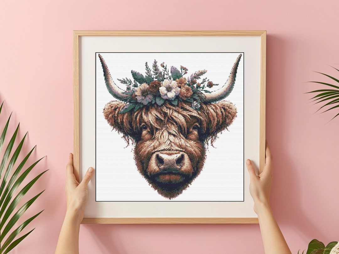 Highland Cow Cross Stitch Pattern PDF | Cow Counted Xstitch Chart ...