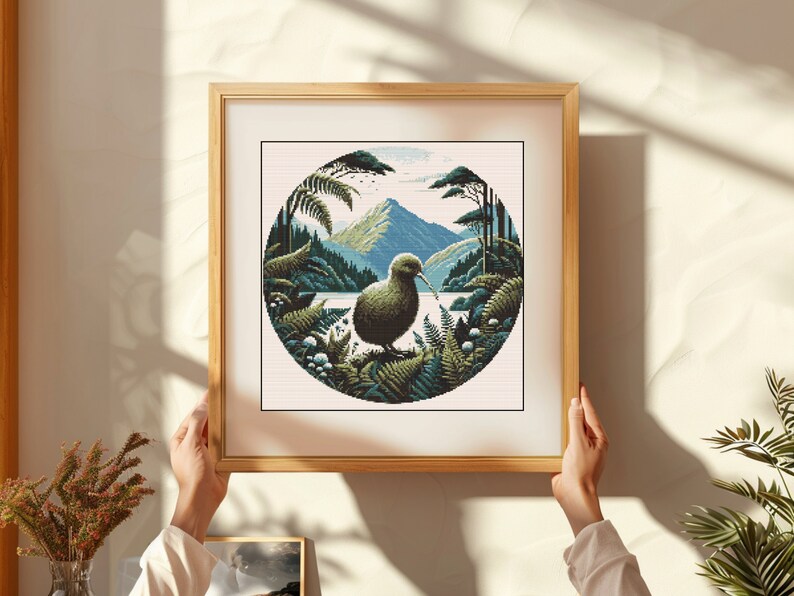 Kiwi Bird Cross Stitch Pattern: New Zealand Landscape (PDF Pattern ...