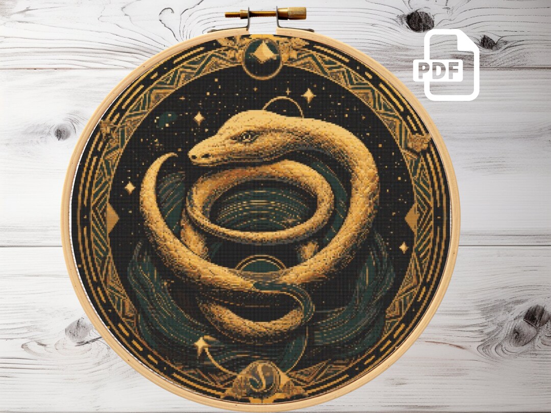 Gold Snake Cross Stitch Pattern: Gothic Serpent Design (PDF) - Etsy
