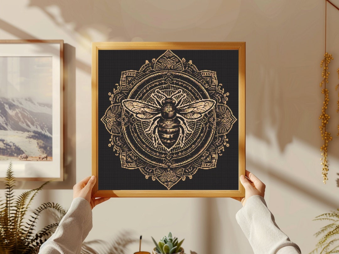 Gold Vintage Bee Cross Stitch Pattern PDF | Gothic Gift for Goth X ...