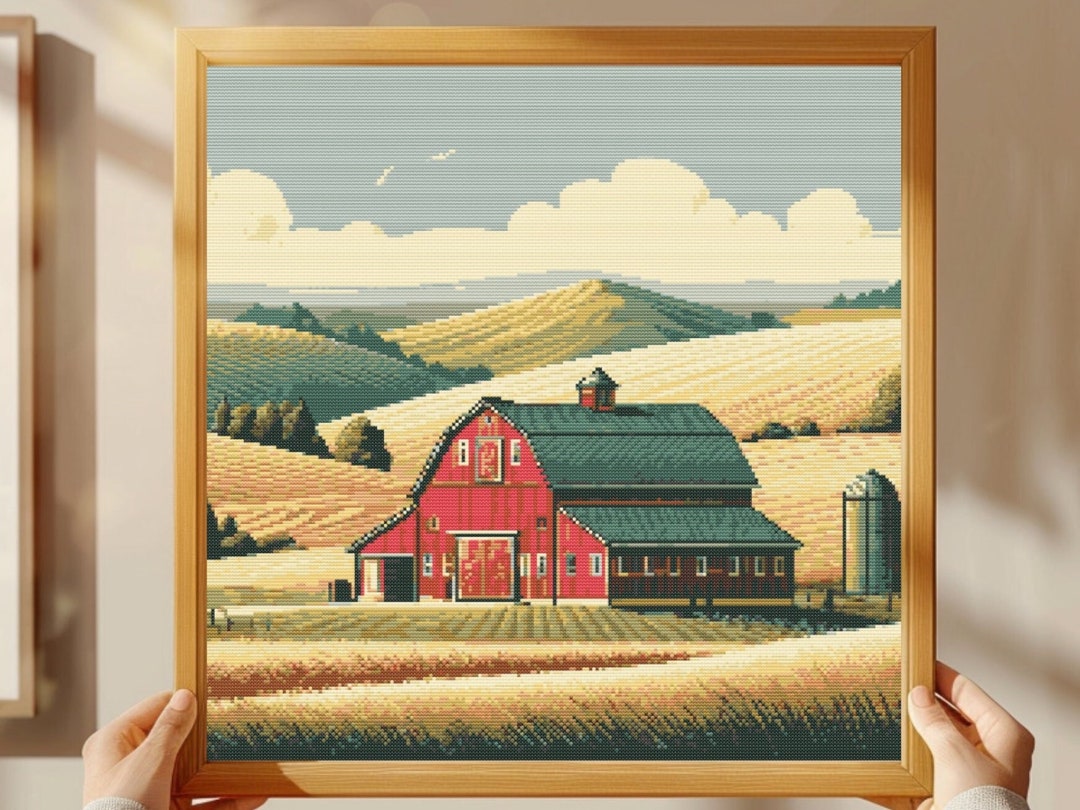 Farmhouse Village Cross Stitch Pattern: Rustic Landscape (PDF) - Etsy