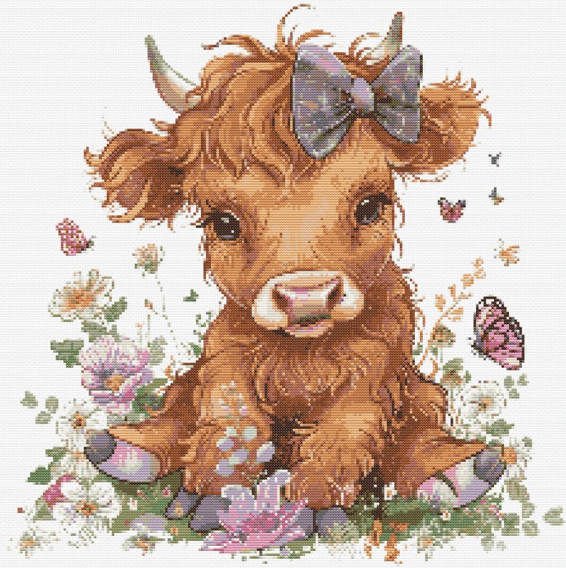 Highland Cow Cross Stitch Pattern PDF Cute Animal Cross Stitch Pattern ...