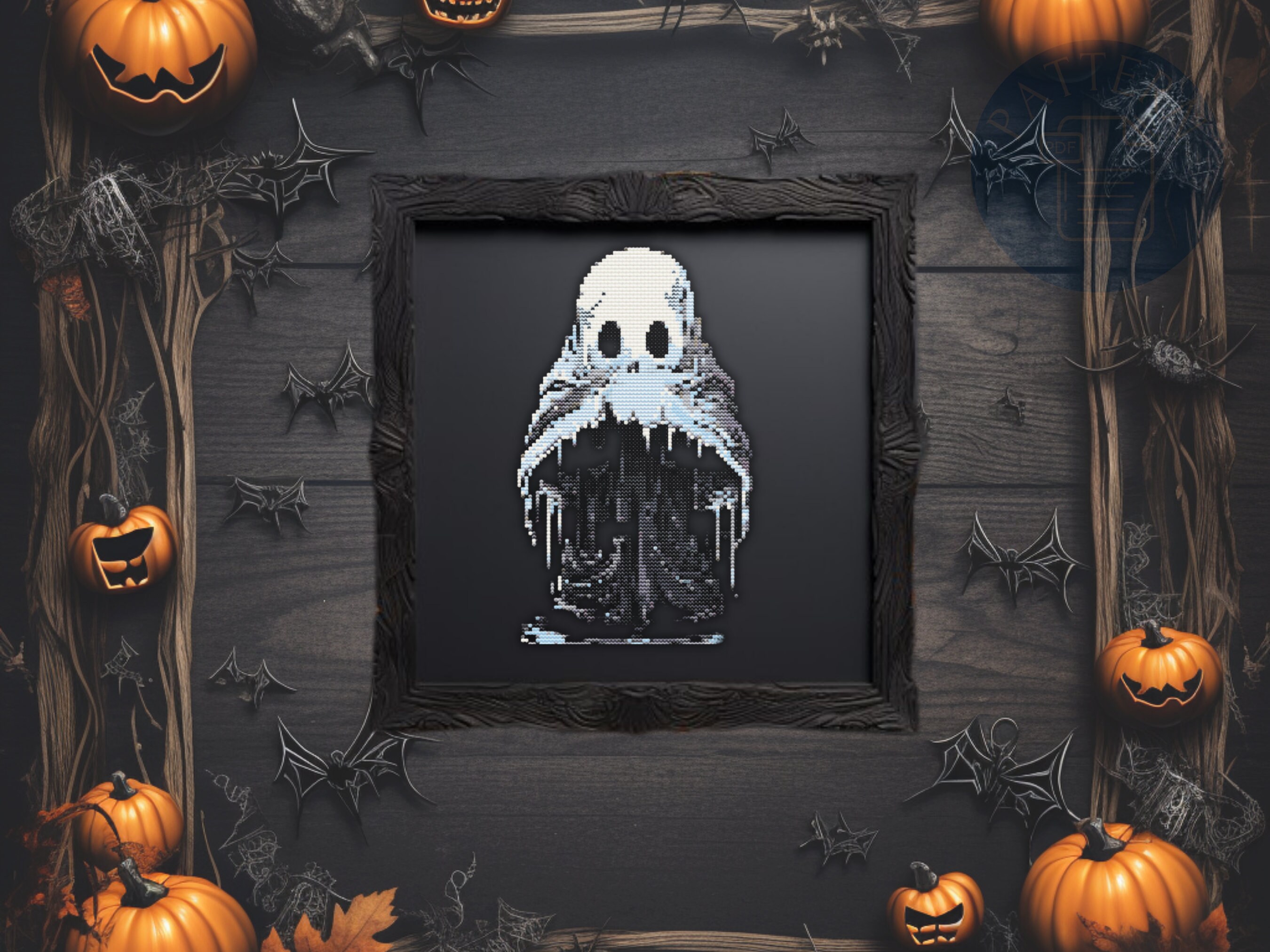 Halloween Ghost Cross Stitch Pattern PDF Autumn X-stitch Design Gothic ...