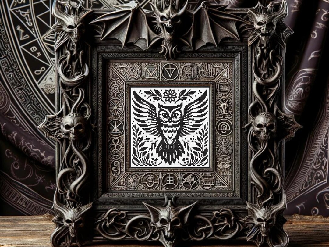 Gothic Owl Cross Stitch Pattern PDF | Spooky, Witchy, Halloween Decor ...