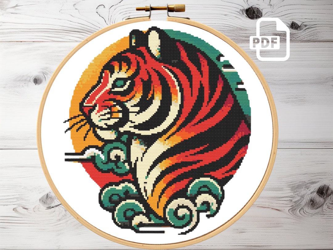 Tiger Cross Stitch Pattern PDF | Wild Animal Xstitch Chart | Nature ...