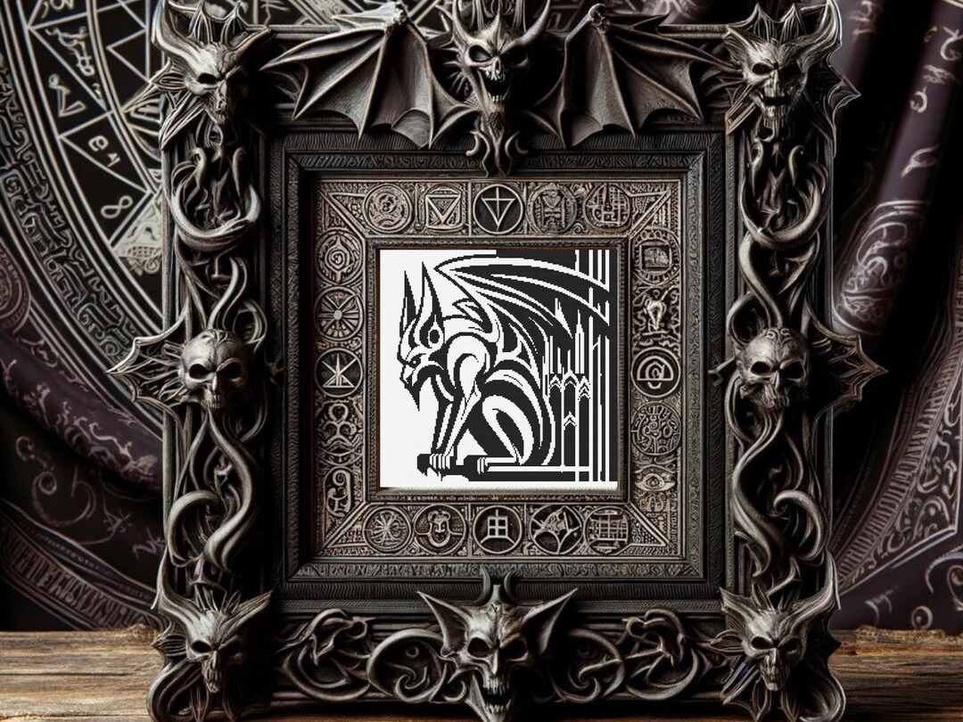 Gothic Gargoyle Cross Stitch Pattern: Dark Medieval Design (PDF) - Etsy