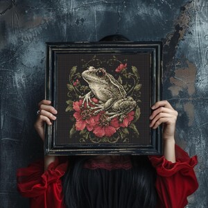 Gothic Frog With Flowers Cross Stitch Pattern PDF | Gothic Frog Design ...