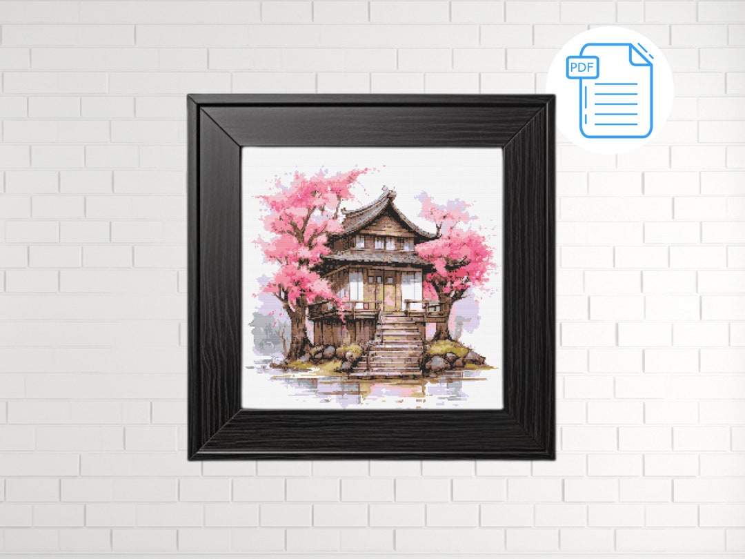 Japan Cross Stitch Pattern PDF, Floral Xstitch Chart, Modern Cross ...
