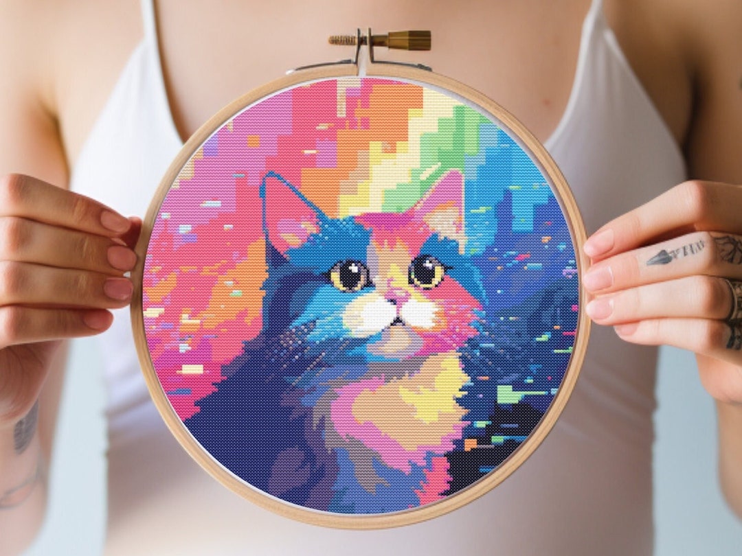 Cat Cross Stitch Pattern in Pixel Art Style - Etsy
