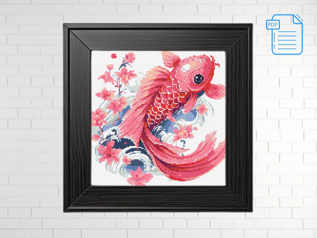 Pink KOI Fish Cross Stitch Pattern PDF, Animals Xstitch Chart, Modern ...