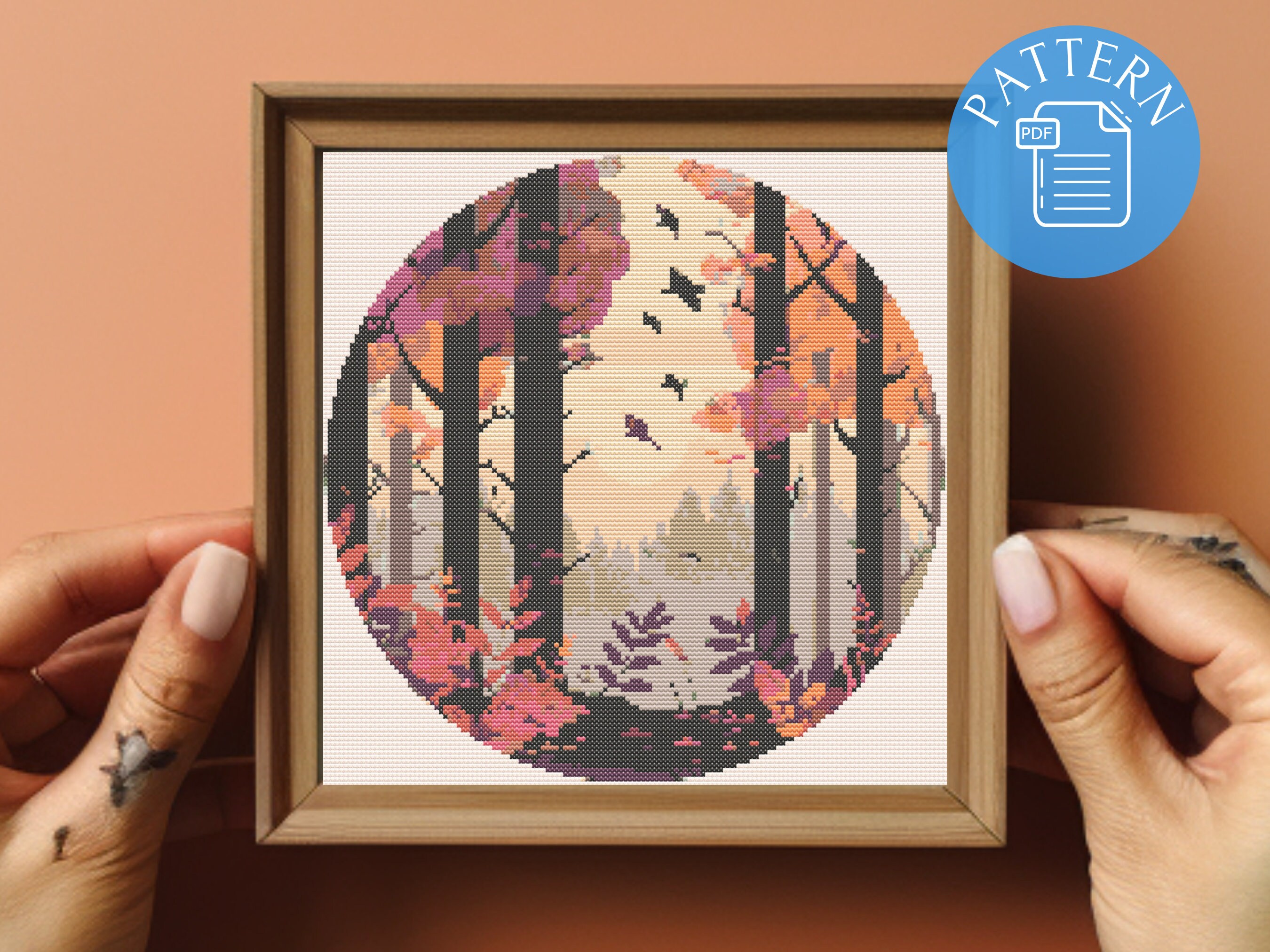 Forest Landscape Cross Stitch Pattern PDF, Nature X-cross Stitch ...