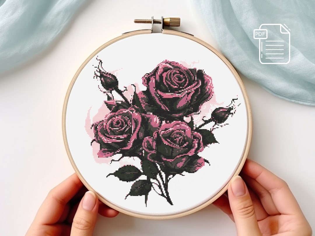 Black Roses Gothic Cross Stitch Pattern (PDF Download) - Etsy