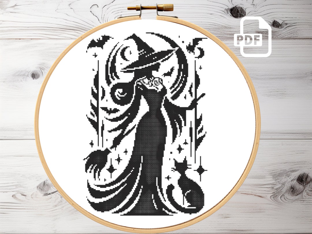 Gothic Witch Cross Stitch Pattern: Mystical Embroidery (PDF Pattern) - Etsy