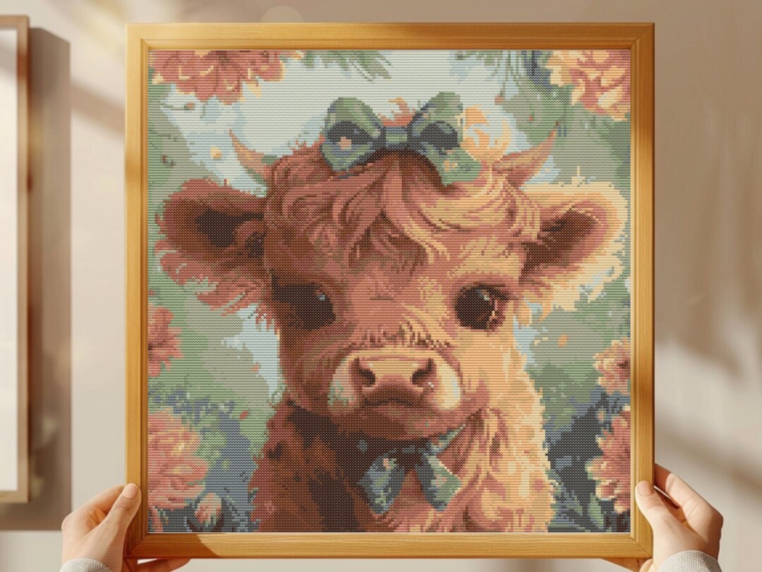 Highland Cow Cross Stitch Pattern PDF | Cute Animal Cross Stitch ...