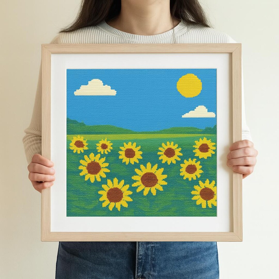 Sunflower Field Cross Stitch Pattern – Colorful Summer Embroidery, Easy ...