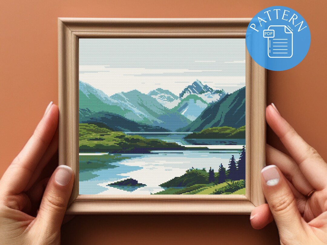 Alaska Mountain Cross Stitch Pattern, Sunset X-cross Stitch, Instant ...