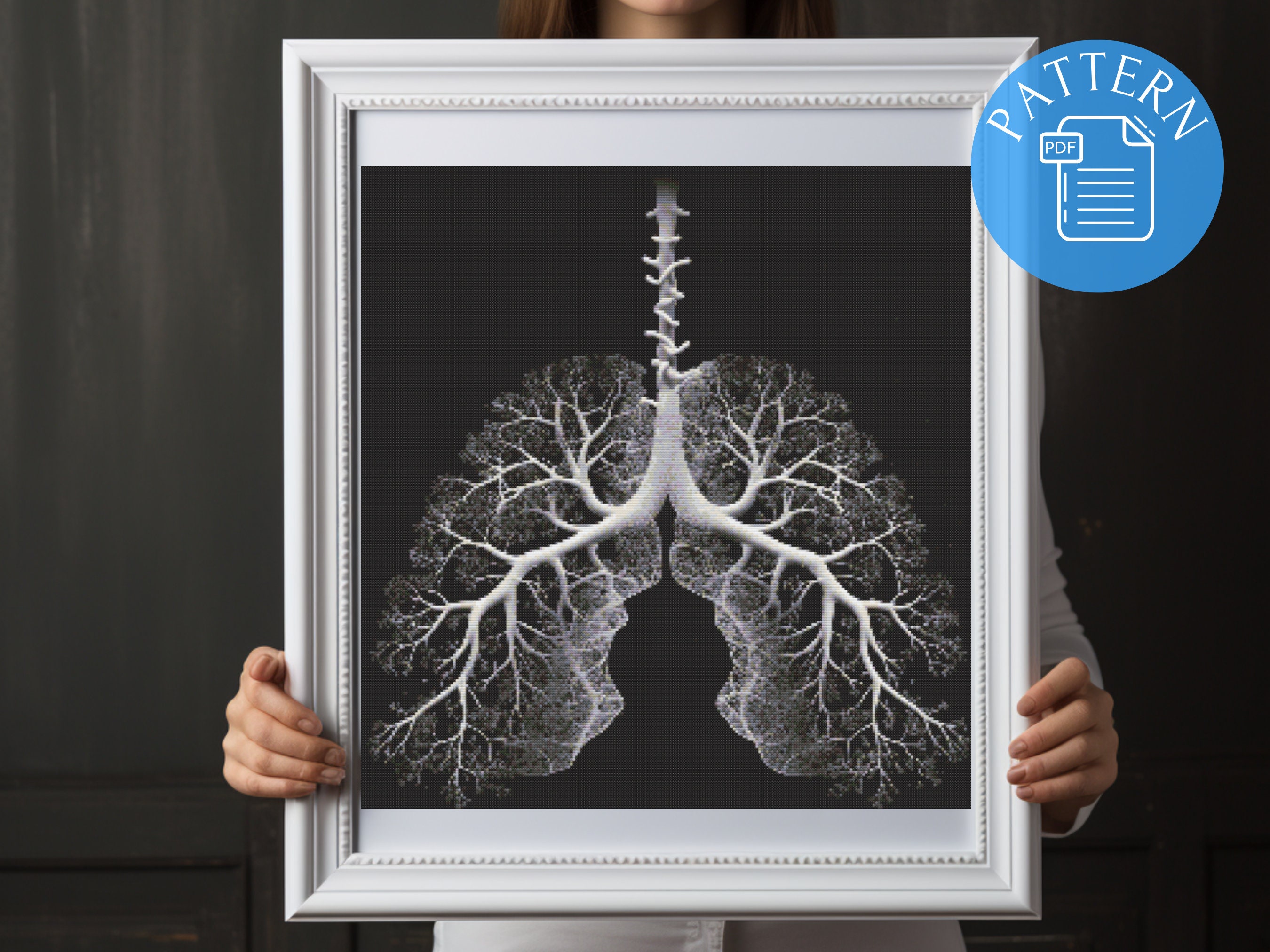 Lung Anatomy Cross Stitch Pattern PDF - Etsy