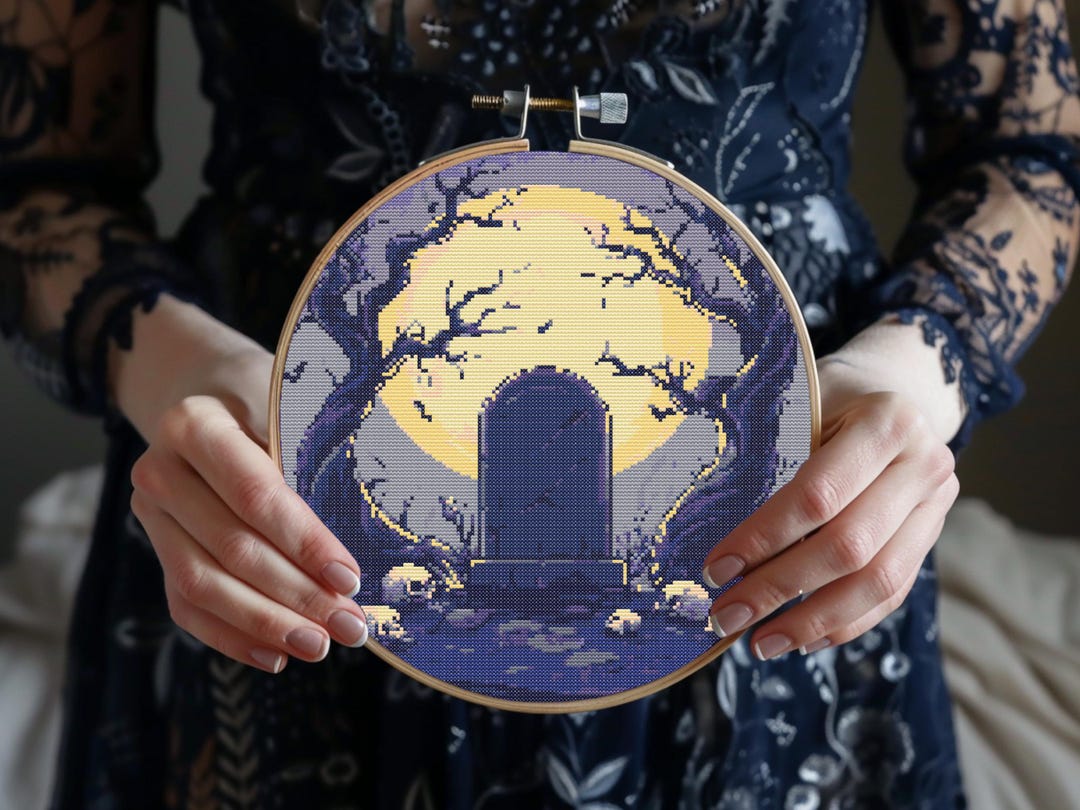 Halloween Grave Cemetery Cross Stitch Pattern PDF Spooky Halloween ...