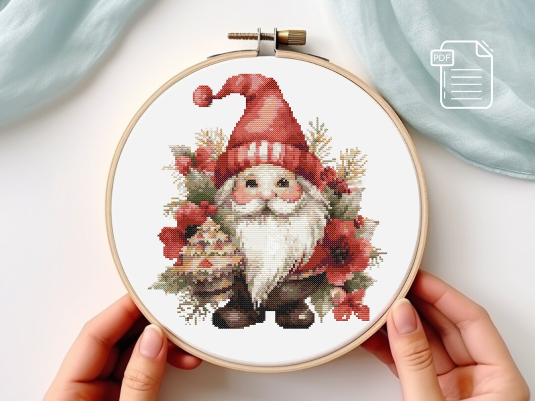 Vintage Christmas Dwarf Cross Stitch Pattern: Holiday Gnome (PDF ...