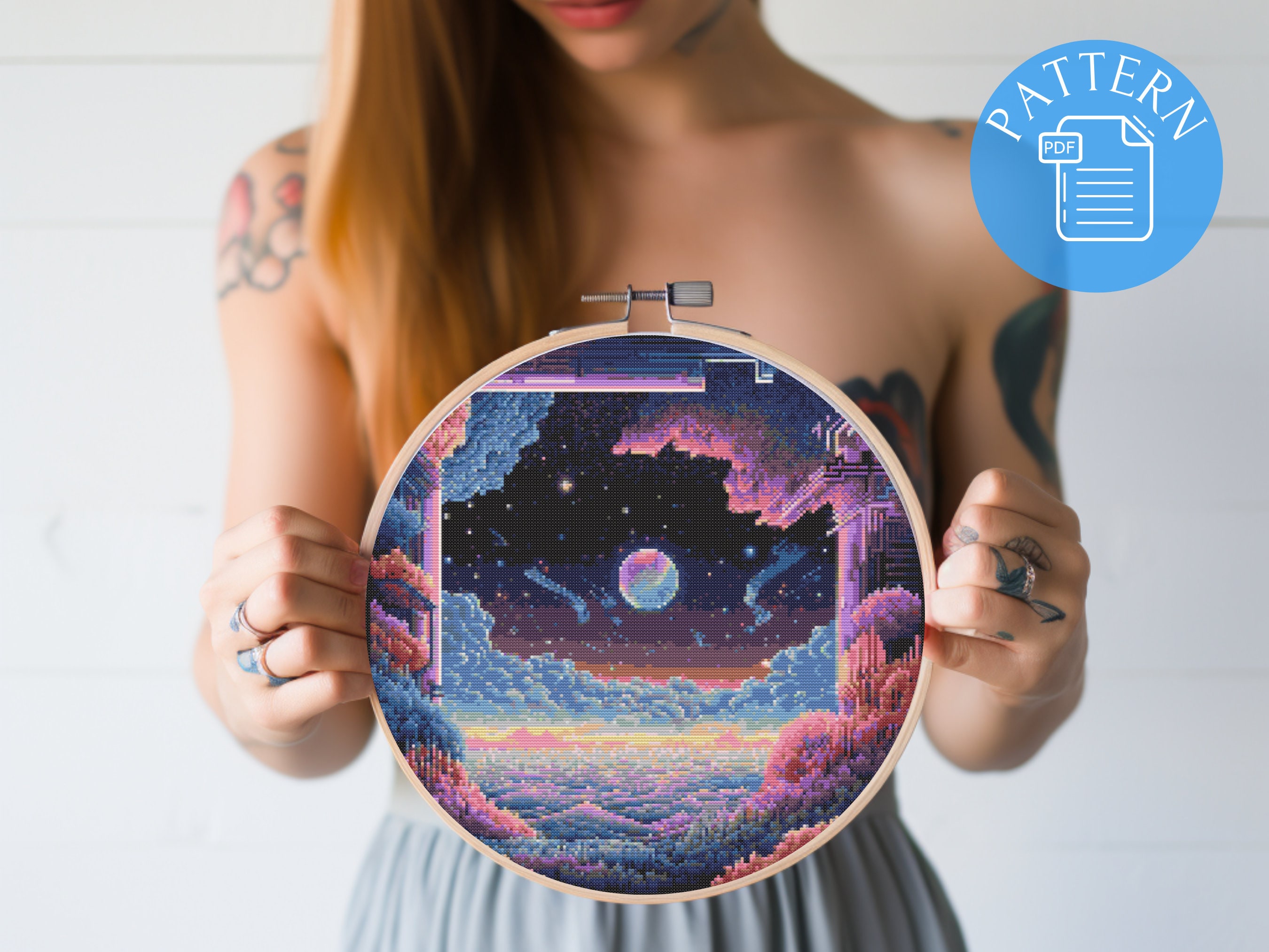 Abstract Galaxy Space Cross Stitch PDF Pattern - Etsy
