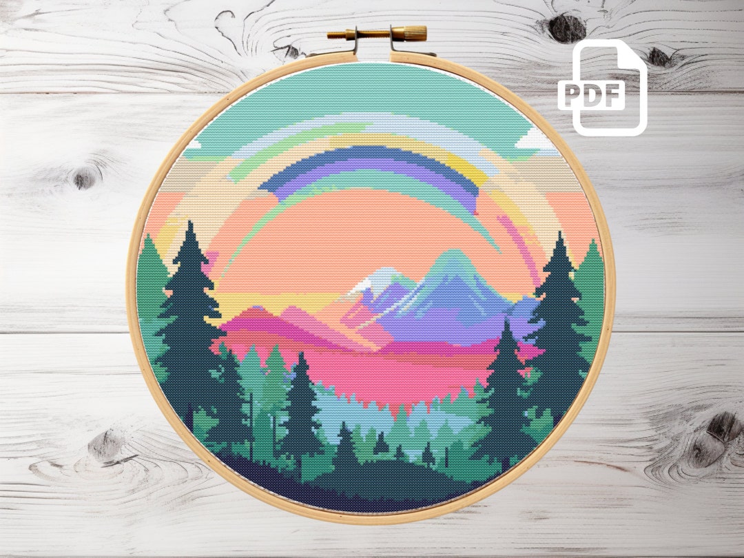 Abstract Mountain Landscape Cross Stitch Pattern (PDF) - Etsy