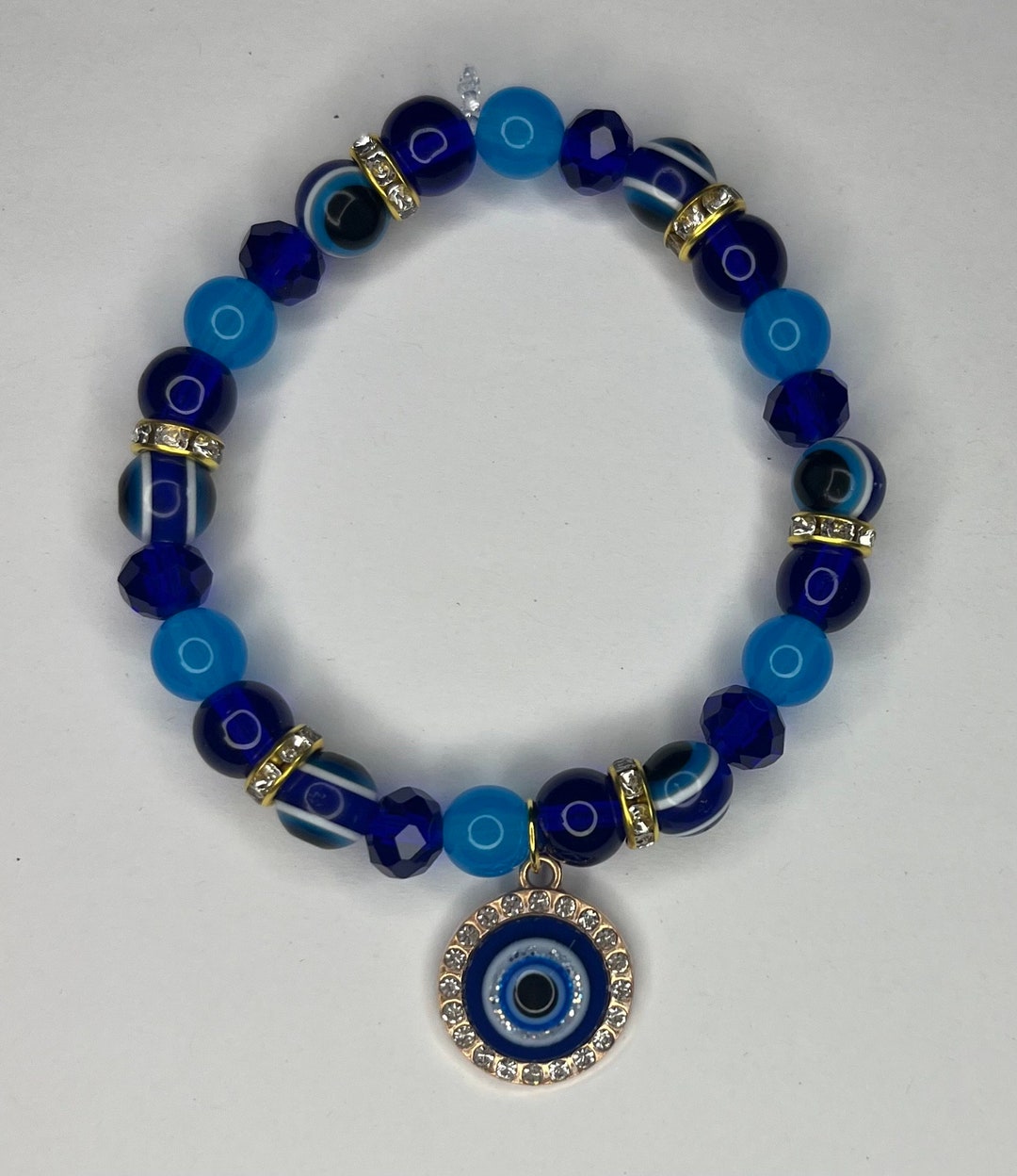 Blue Evil Eye Bracelet With Charm - Etsy